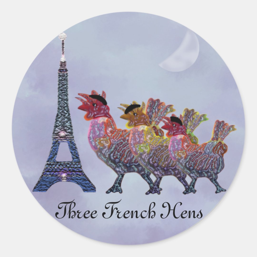 Three French Hens Stickers | Zazzle