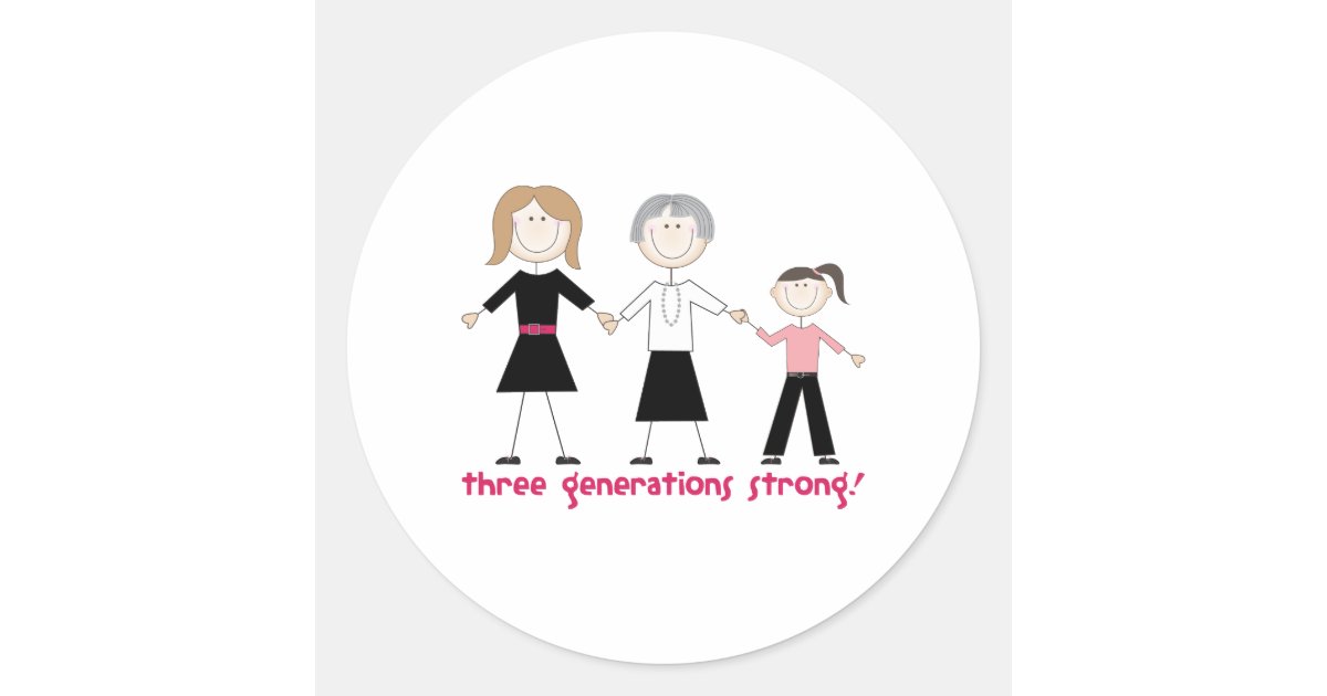 Three Generations Strong Classic Round Sticker | Zazzle