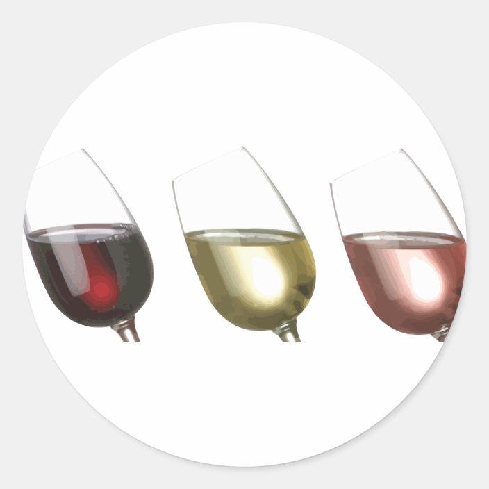 Three Glasses of Wine Custom Classic Round Sticker | Zazzle.com