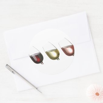 Three Glasses of Wine Custom Classic Round Sticker | Zazzle