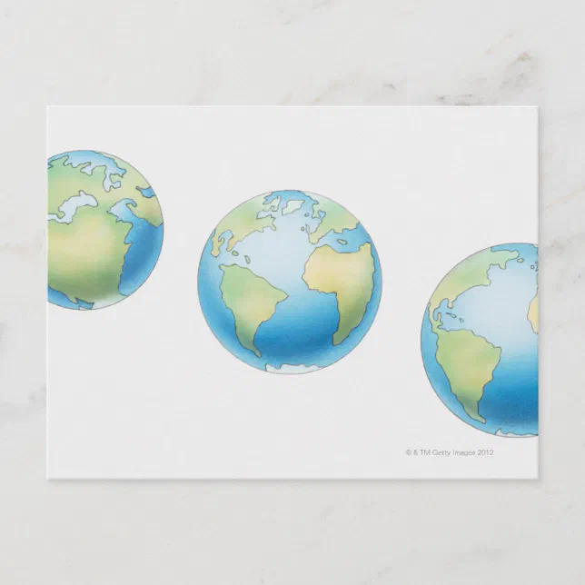 Three Globes Postcard | Zazzle