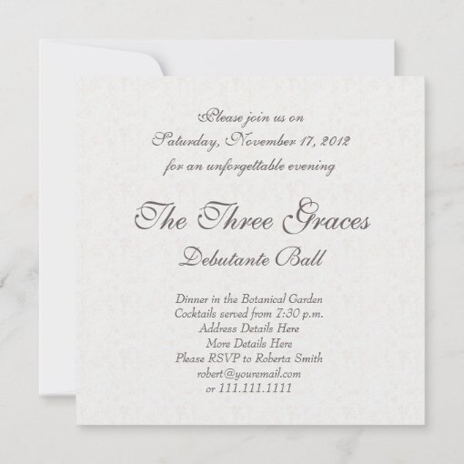 Three Graces Debutante Cotillion Ball Vintage Invitation | Zazzle