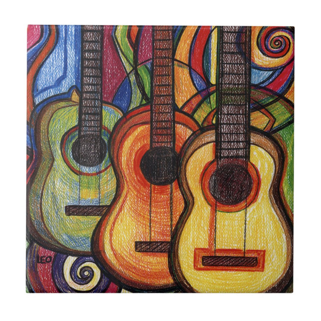 Three Guitars Ceramic Tile | Zazzle