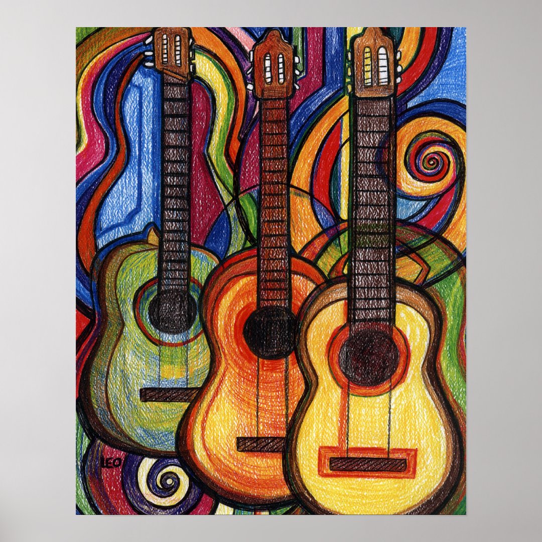 Three Guitars Poster | Zazzle