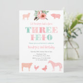 THREE-IEIO, Old MacDonald Girl 3rd Birthday Party Invitation | Zazzle