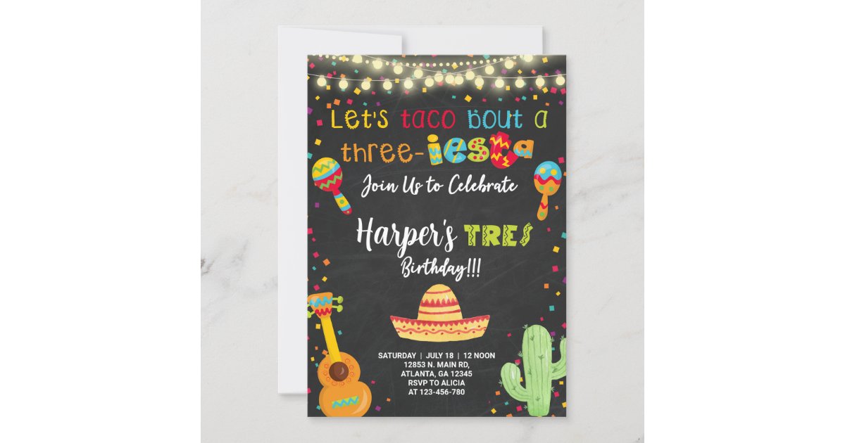 Three-iesta fiesta girl birthday invitation. invitation | Zazzle