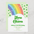 Three Is A Charm Rainbow 3rd Birthday Party Invitation | Zazzle