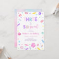 Three is So Sweet Candy Lollipop Birthday Invitation | Zazzle