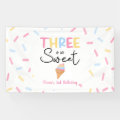 Three Is So Sweet Ice Cream 3rd Birthday Party Banner | Zazzle