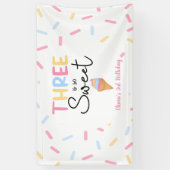 Three Is So Sweet Ice Cream 3rd Birthday Party Banner | Zazzle
