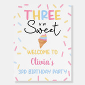Three Is So Sweet Ice Cream Birthday Welcome Sign | Zazzle