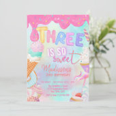 three is so sweet invitation | Zazzle