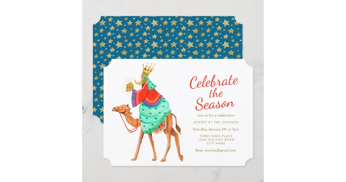 Three Kings | Season | Gold Glitter | Invitations | Zazzle
