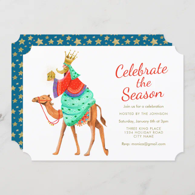 Three Kings | Season | Gold Glitter | Invitations | Zazzle