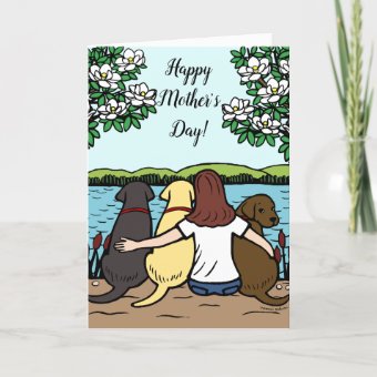 Three Labradors and Mom Mother's Day Card | Zazzle