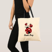 Three ladybug Book Bag.red and black bugs Tote Bag | Zazzle