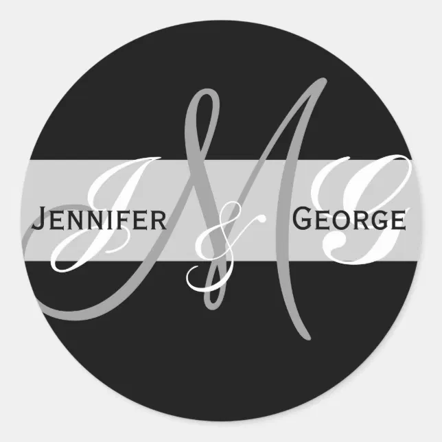 Three Letters Monogram Initials Wedding Sticker | Zazzle