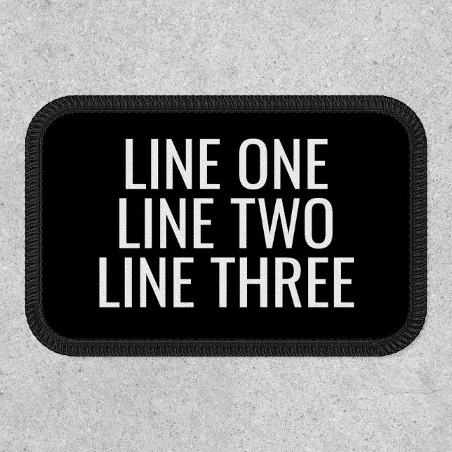 Three Lines of Custom Text - Black and White Patch | Zazzle