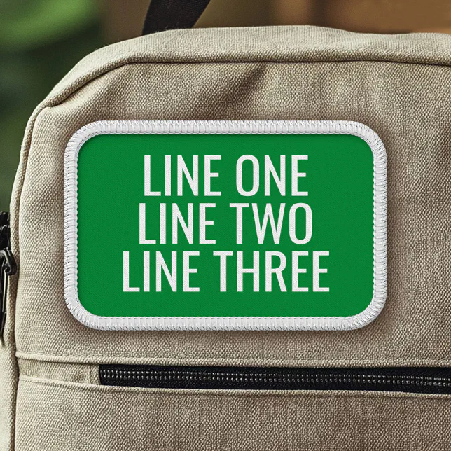 Three Lines of Custom Text - Green and White Patch | Zazzle