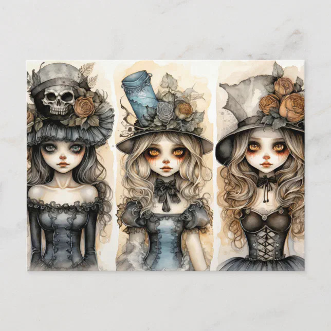 Three Little Gothic Witches Postcard | Zazzle