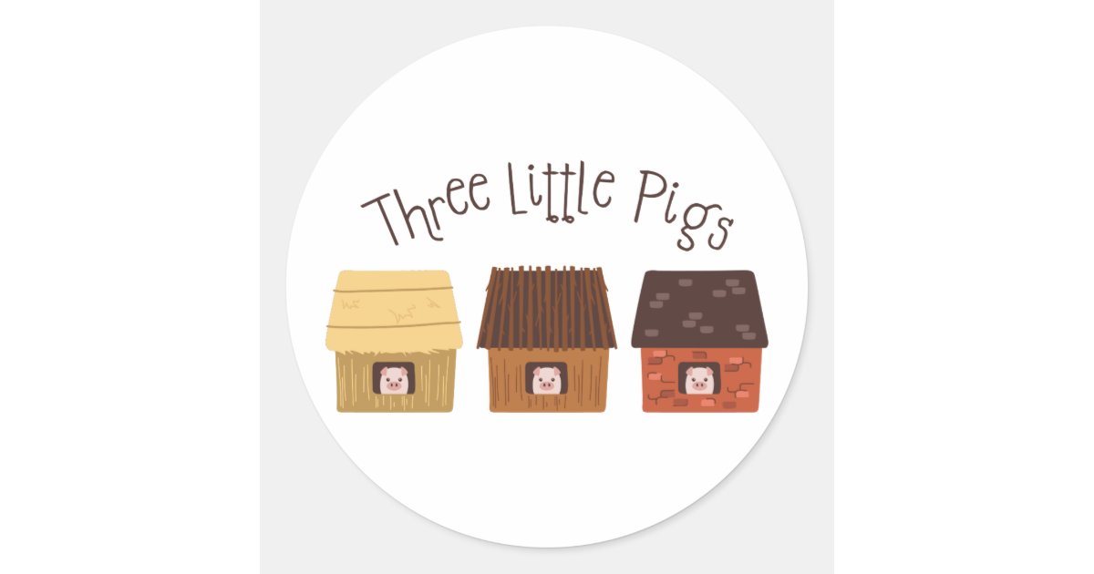 Three Little Pigs Classic Round Sticker | Zazzle