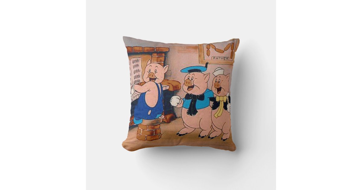 Three Little Pigs Nursery Rhyme American MoJo Pill Throw Pillow | Zazzle