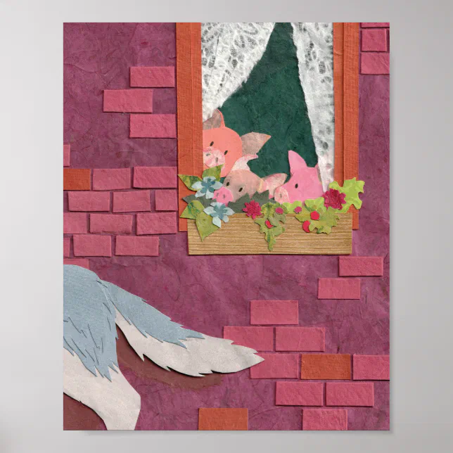 Three Little Pigs Peek Out the Window Poster | Zazzle