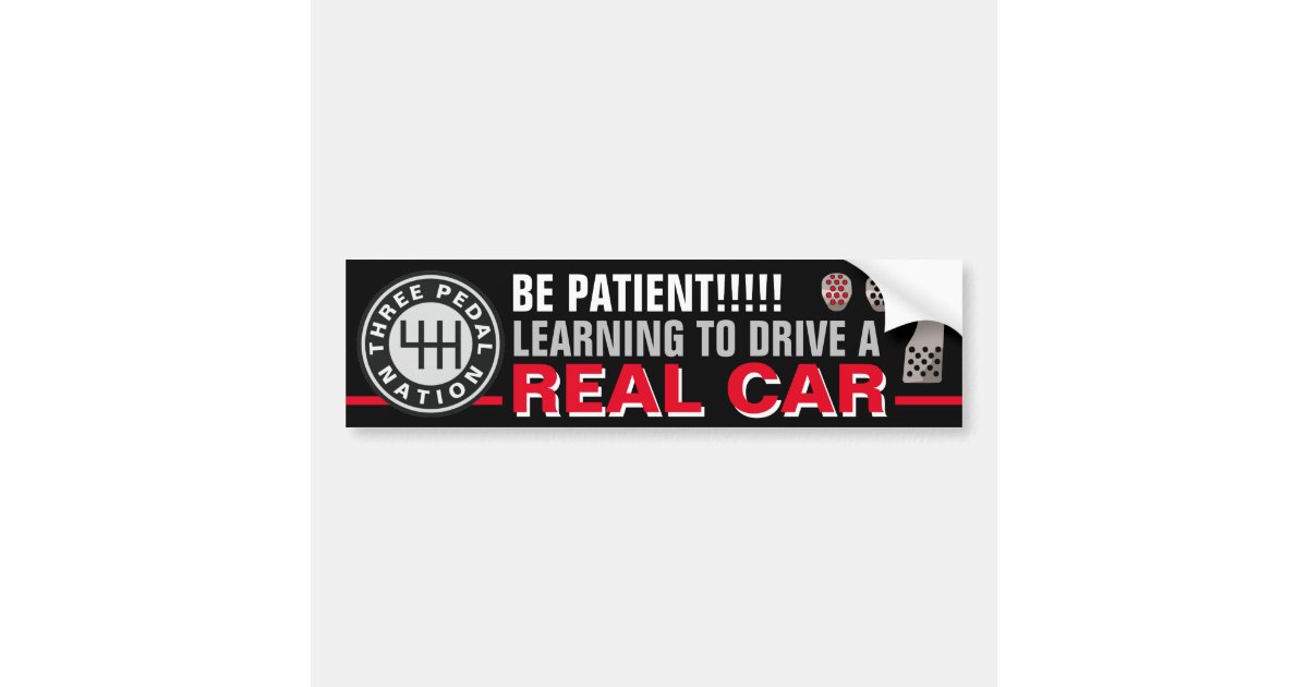 THREE PEDAL NATION BUMPER STICKER | Zazzle
