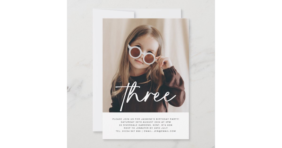 Three Photo Birthday Invitation | Zazzle
