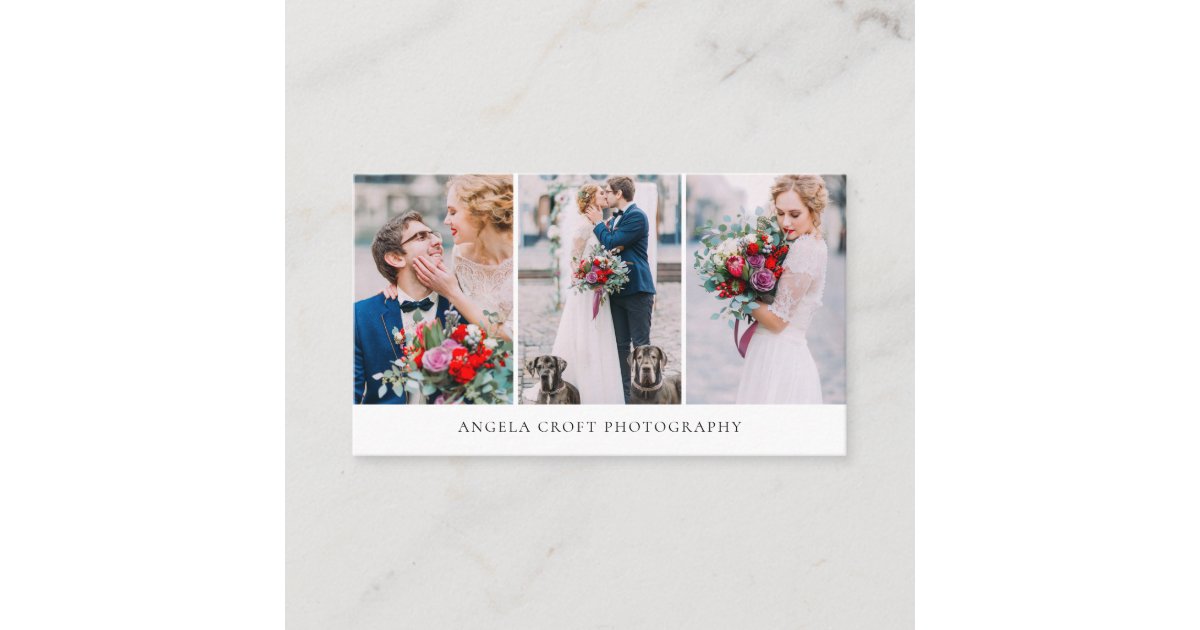 Three Photo Collage Photographer Business Card | Zazzle
