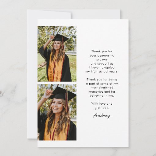 Three Photo Modern Calligraphy Photo Graduation Thank You Card | Zazzle