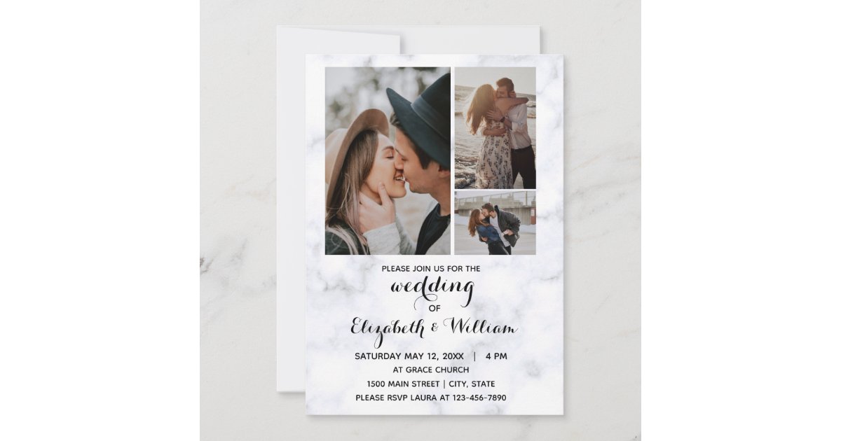Three Photos Collage Inspirational Wedding Invitation | Zazzle