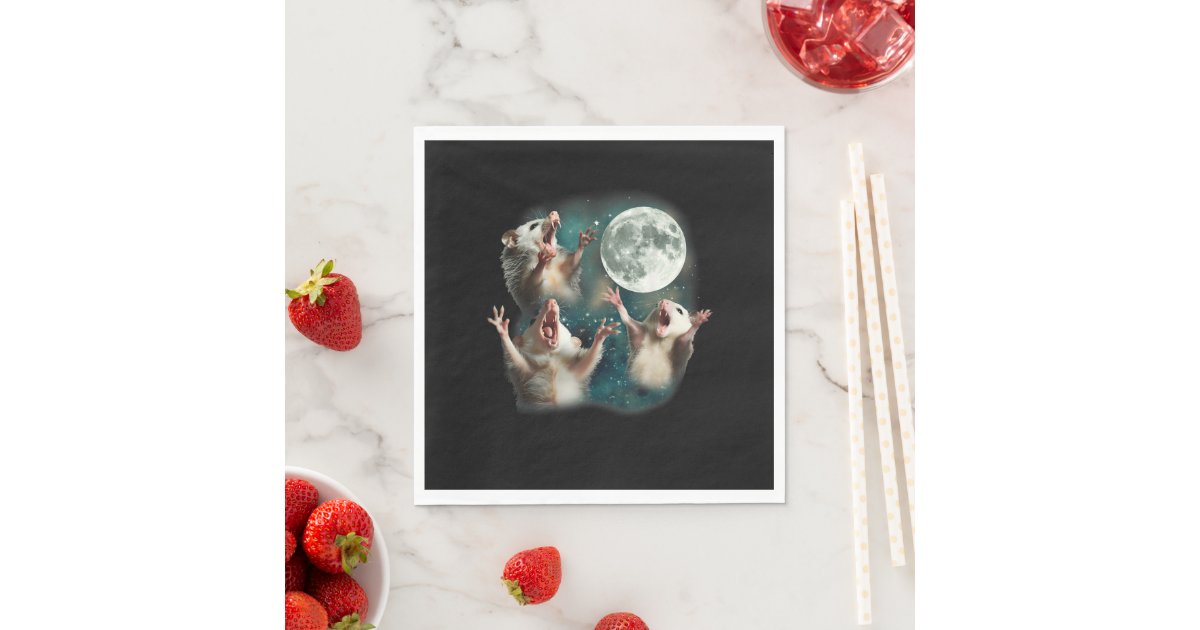 Three Possum Moon 3Opossum Funny Weird Cursed Meme Napkins | Zazzle