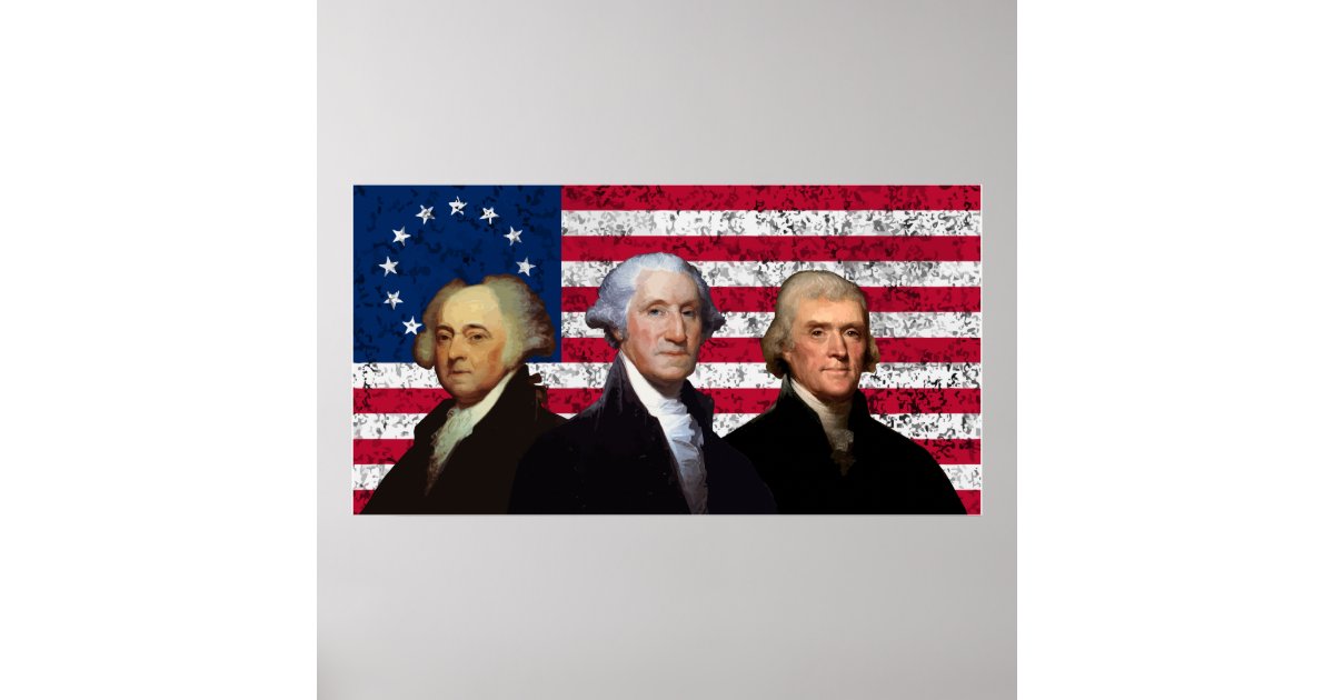 Three Presidents and The American Flag Poster | Zazzle