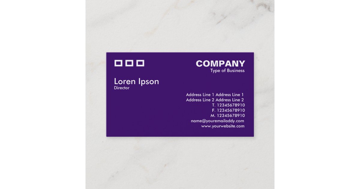 Three Rectangles - Dark Violet Business Card | Zazzle