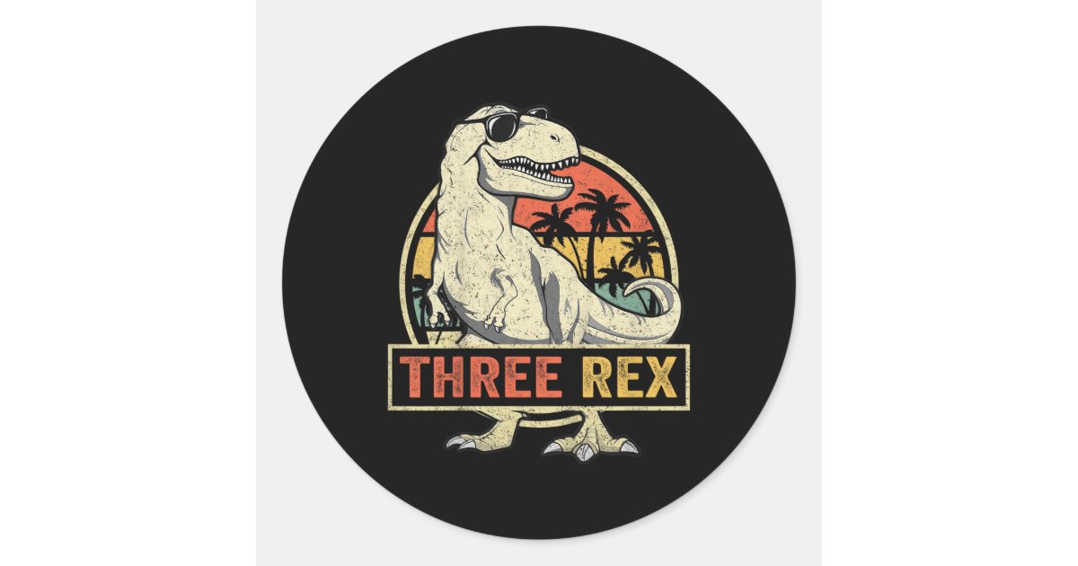 Three Rex 3rd Birthday Shirt Third Dinosaur 3 Year Classic Round ...