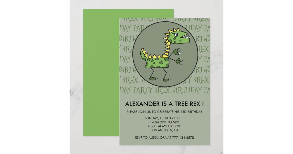 Three rex birthday invitation dinosaur 3rd boy | Zazzle