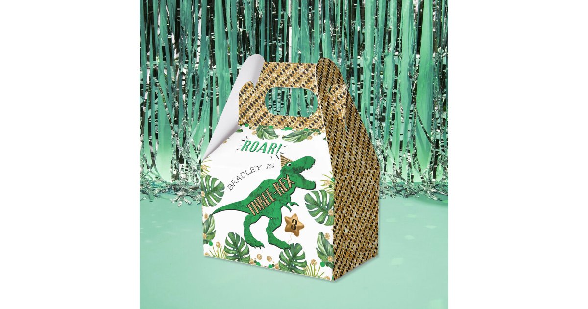 Three-Rex Dinosaur 3rd Birthday Favor Boxes | Zazzle