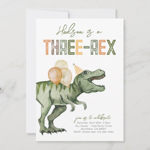 Three-Rex Dinosaur Birthday Invitation | Zazzle