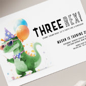 Three Rex Dinosaur Birthday Invitation | Zazzle