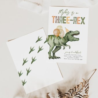 Three-Rex Dinosaur Birthday Invitation | Zazzle