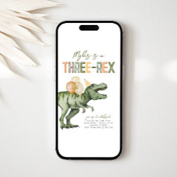 Three-Rex Dinosaur Birthday Invitation | Zazzle