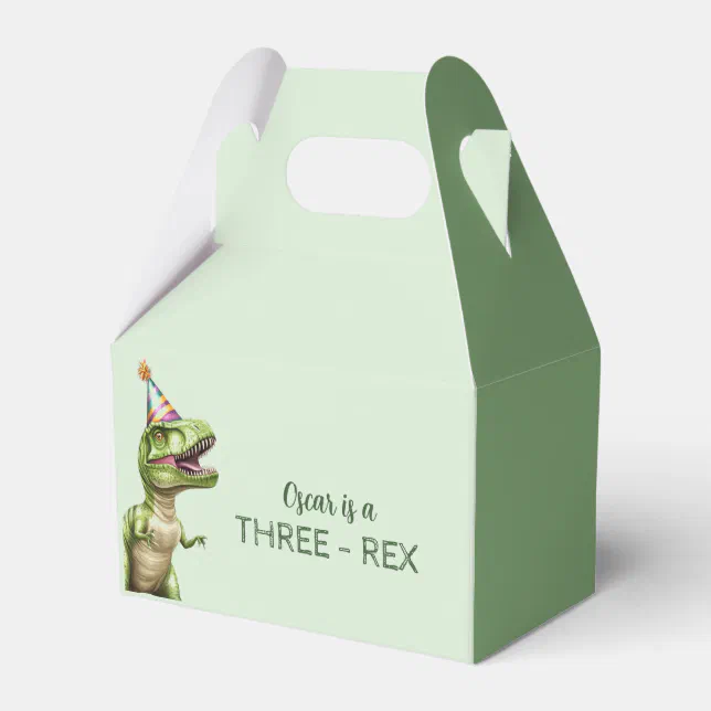 Three-Rex Dinosaur Birthday Party | Green Favor Boxes | Zazzle