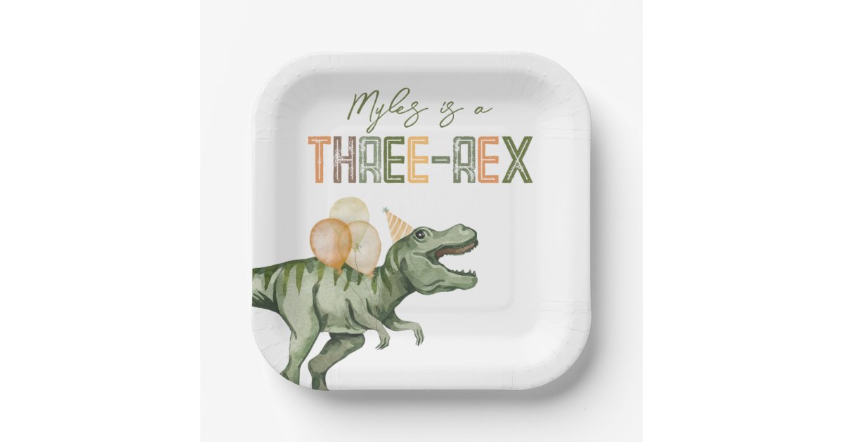 Three-Rex Party Paper Plates | Zazzle