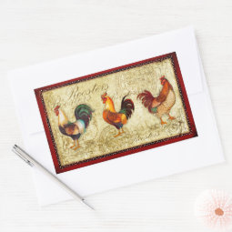 Three Roosters Rectangular Sticker | Zazzle