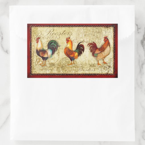 Three Roosters Rectangular Sticker | Zazzle
