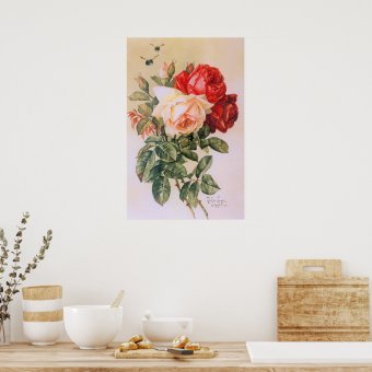 Three Roses Vintage Poster | Zazzle