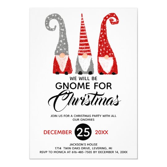 Three Scandinavian Gnomes Christmas Party Invitation | Zazzle.com