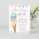 Three Scoops Of Fun 3rd Birthday Party Invitation | Zazzle