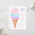 Three Scoops of Fun Ice Cream Birthday Invitation | Zazzle